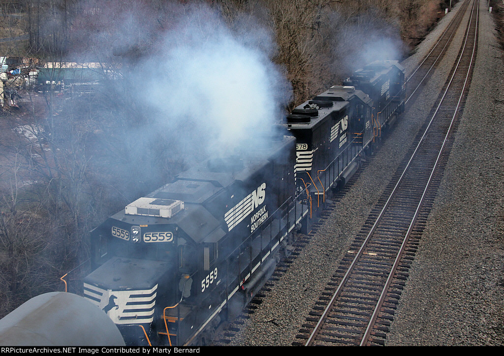 NS 7047, 5578, and 5559 at Old Lindwood Rd. Blowing Soot